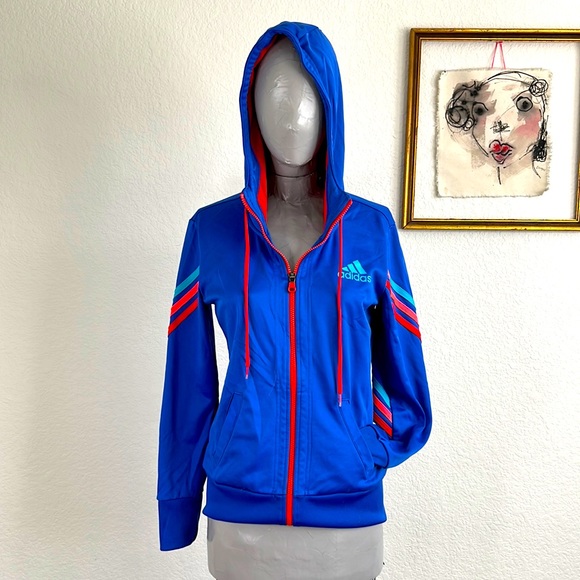 adidas | Tops | Adidas Retro Arcade Stripe Full Zip Hoodie Track Jacket ...